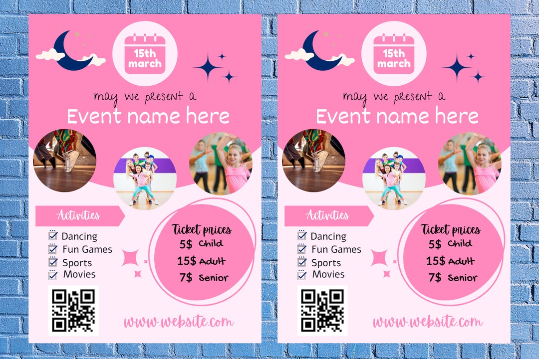 Pink Childcare Flyer Template QR Code Daycare Flyer A4 Size Editable ...