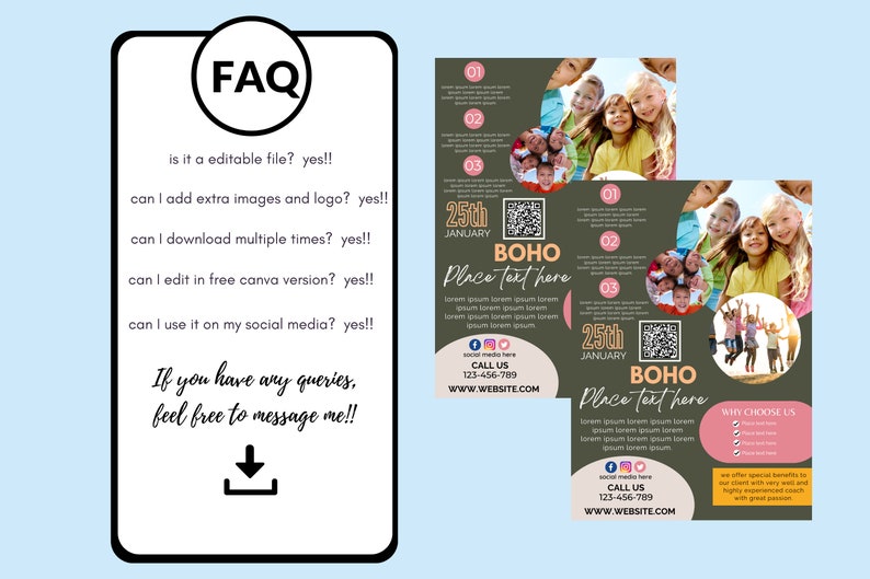 Childcare Boho Flyer Template| QR Code| Boho Flyer |A4 Size|family Day ...
