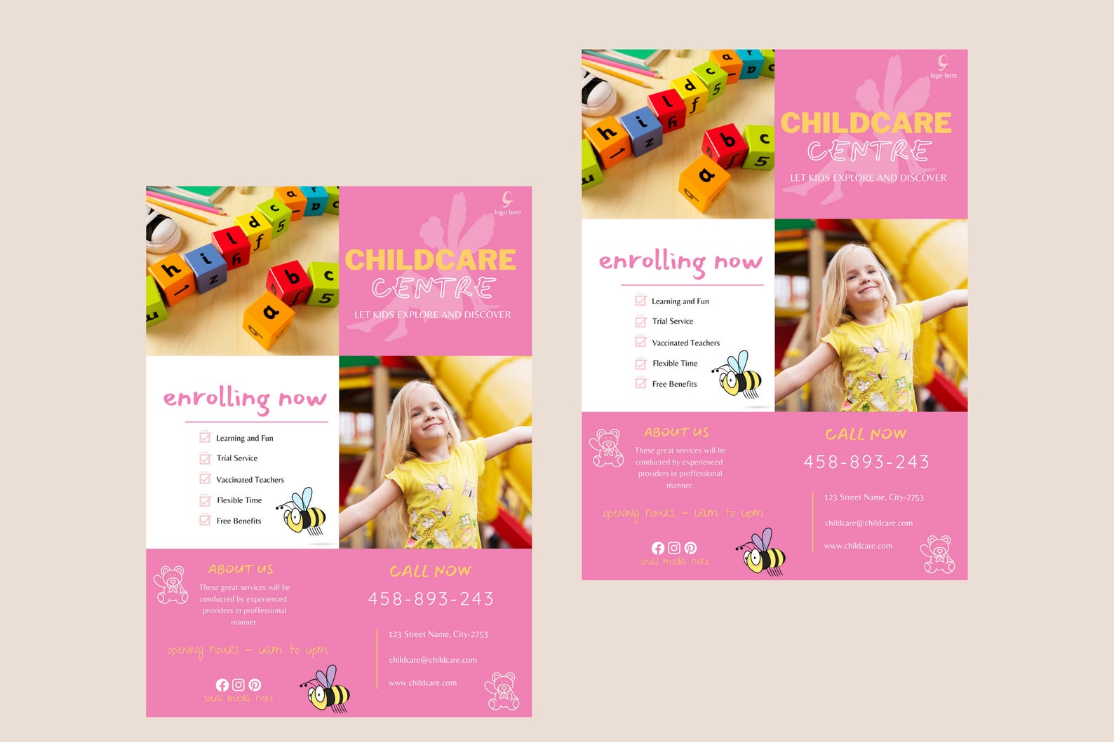 Childcare Booking Flyer Template| QR Code| Daycare Flyer |A4 Size ...