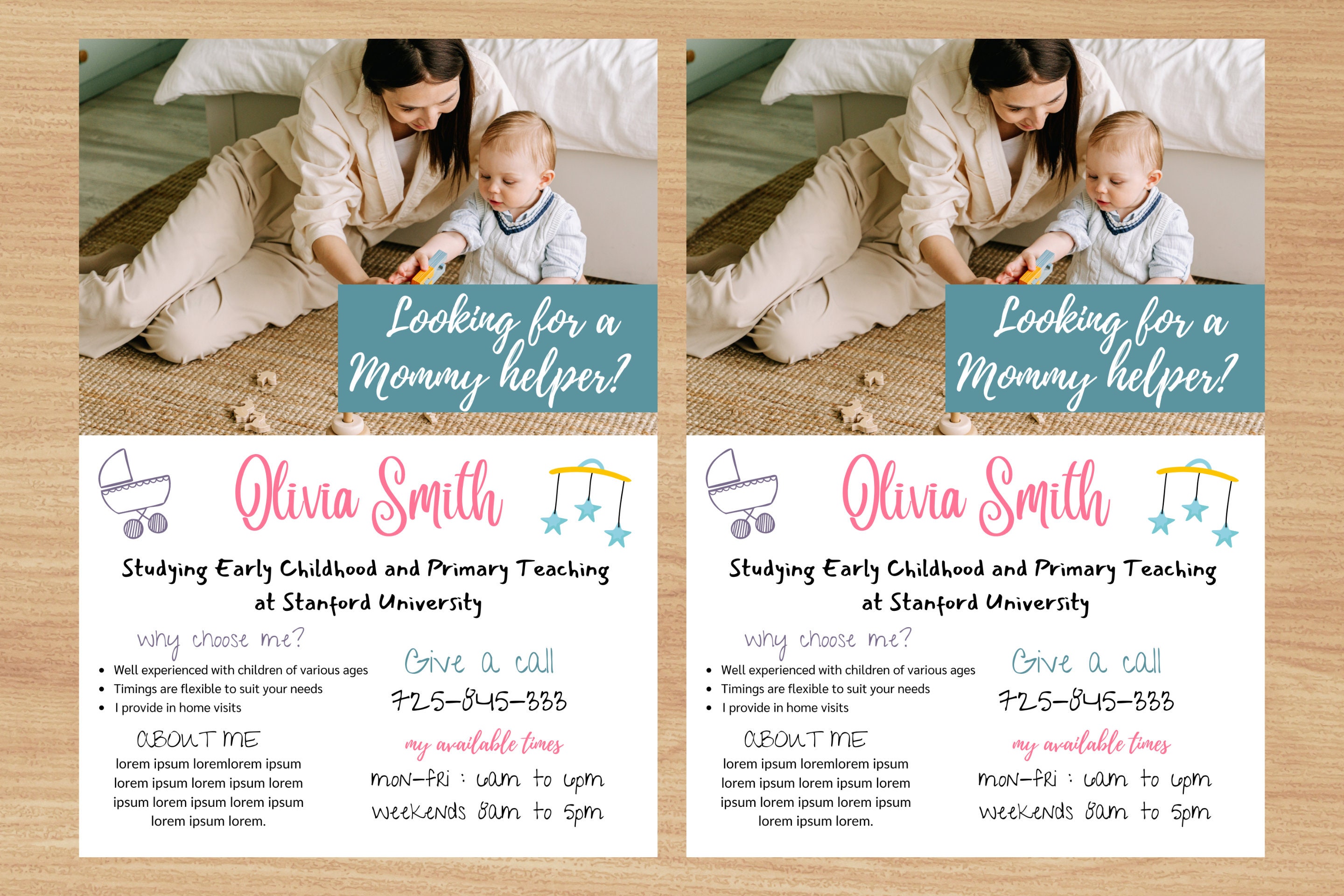 Childcare Editable Flyer| Mommy Helper Flyer | QR Code| Daycare Flyer ...