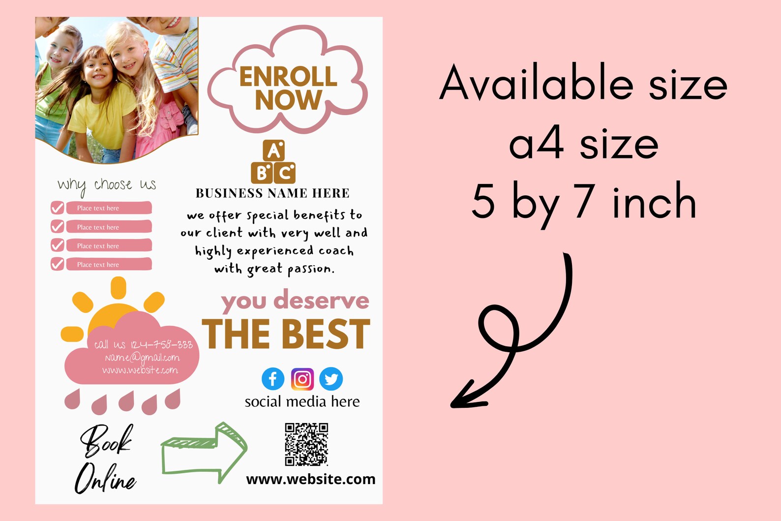 Childcare Event Flyer Template QR Code Daycare Flyer A4 Sizefamily Day ...