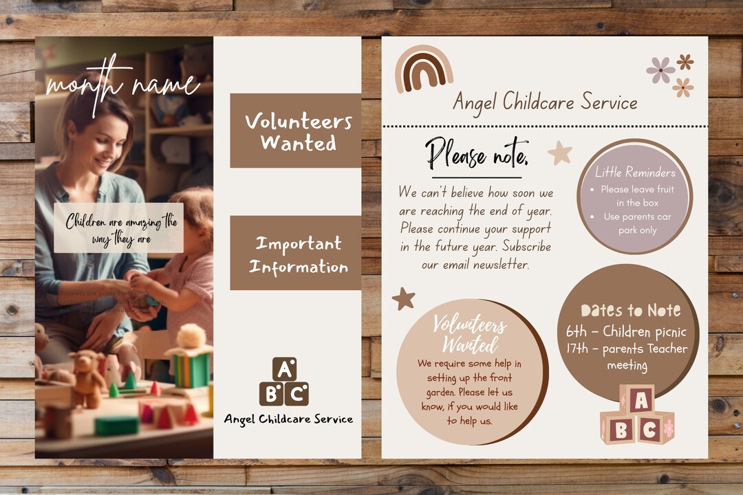 Childcare Newsletter Template| QR Code| Daycare Flyer |A4 Size|family ...