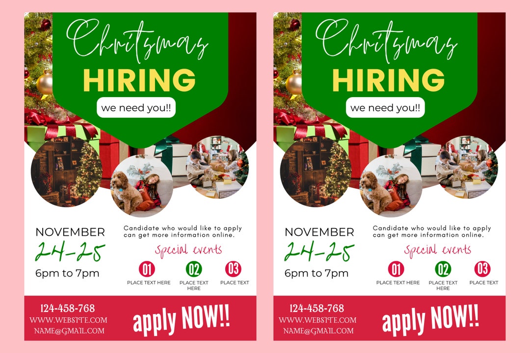 Christmas Hiring Flyer Template QR Code Daycare Flyer A4 Sizefamily Day ...