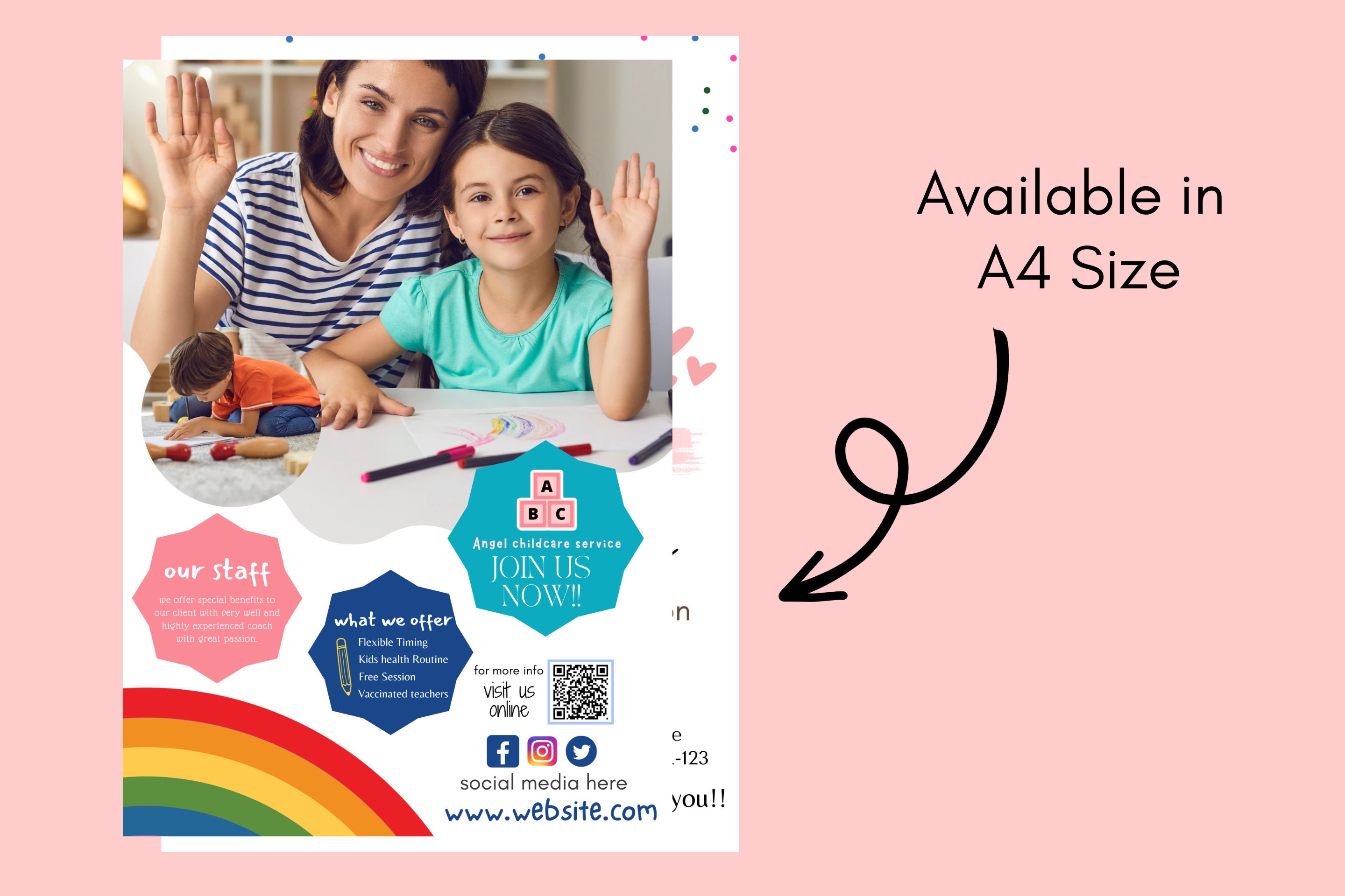 Childcare Flyer Template QR Code Daycare Flyer A4 Size - Etsy