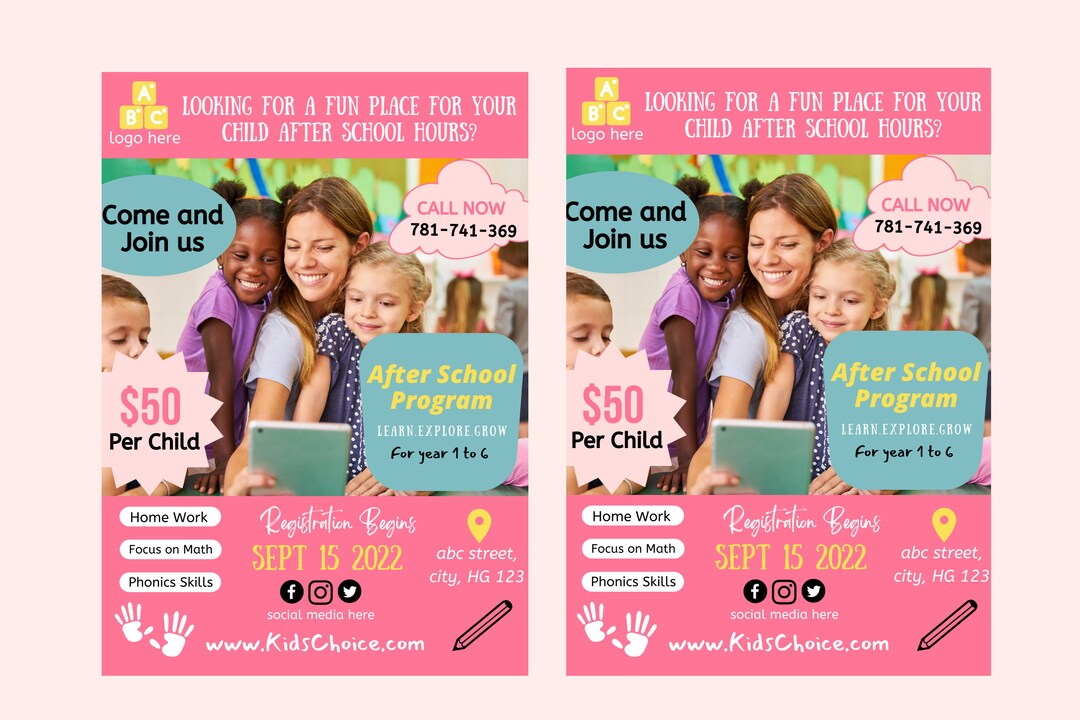 After School Flyer Template| QR Code| Daycare Flyer |A4 Size|family Day ...