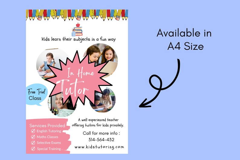 Editable Tutor Flyer Template| QR Code| Daycare Flyer |A4 Size|family ...