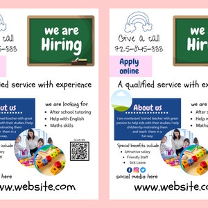 Childcare Hiring Flyer Template| QR Code| Daycare Flyer |A4 Size|family ...