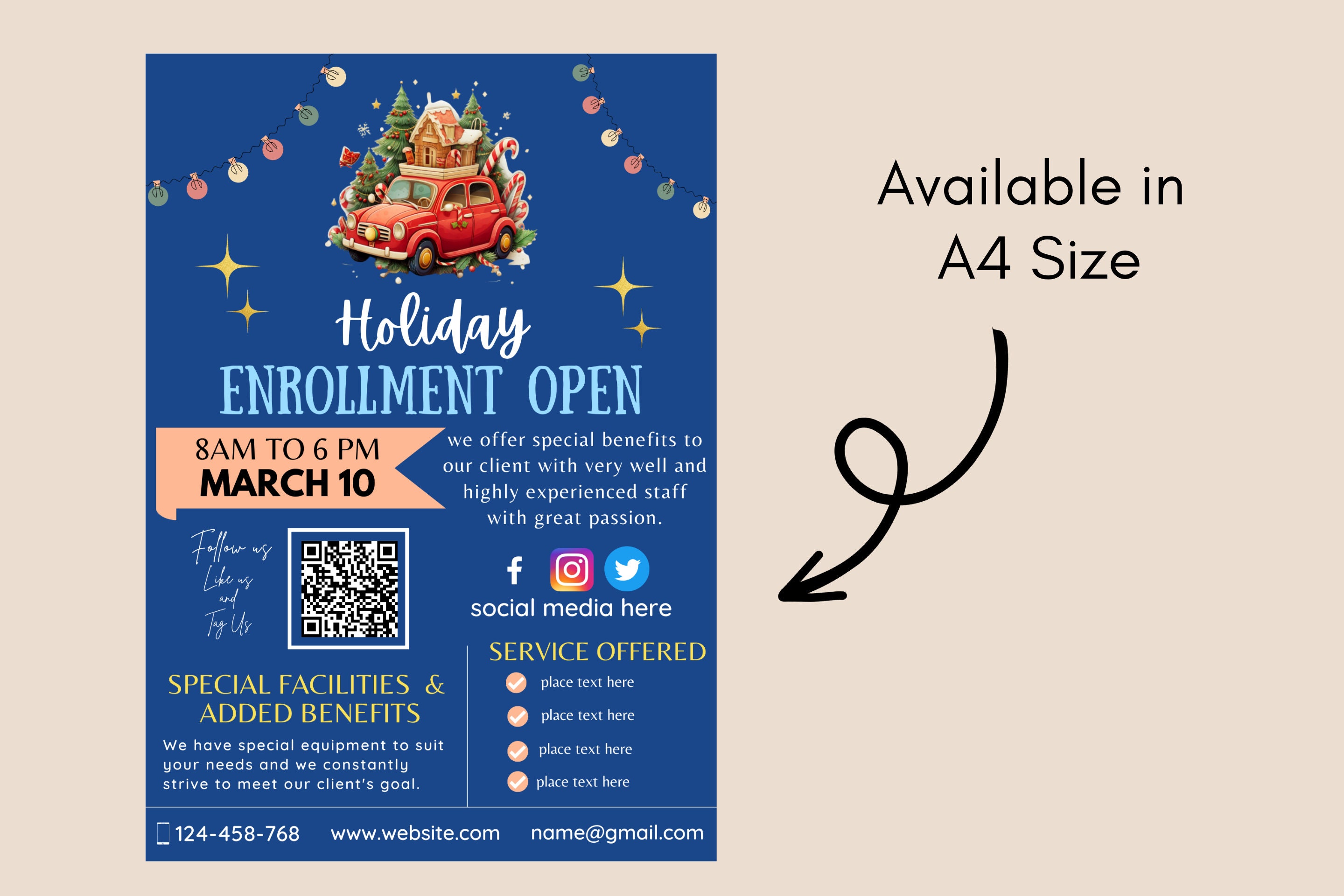 Editable Holiday Flyer Template QR Code Daycare Flyer A4 Sizefamily Day ...