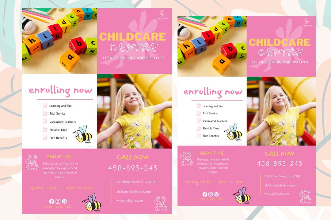 Childcare Promotion Flyer Template | QR Code| Daycare Flyer | A4 Size ...