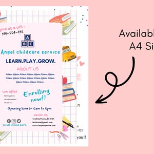 Enroll School Flyer Template QR Code Daycare Flyer A4 Sizefamily Day ...