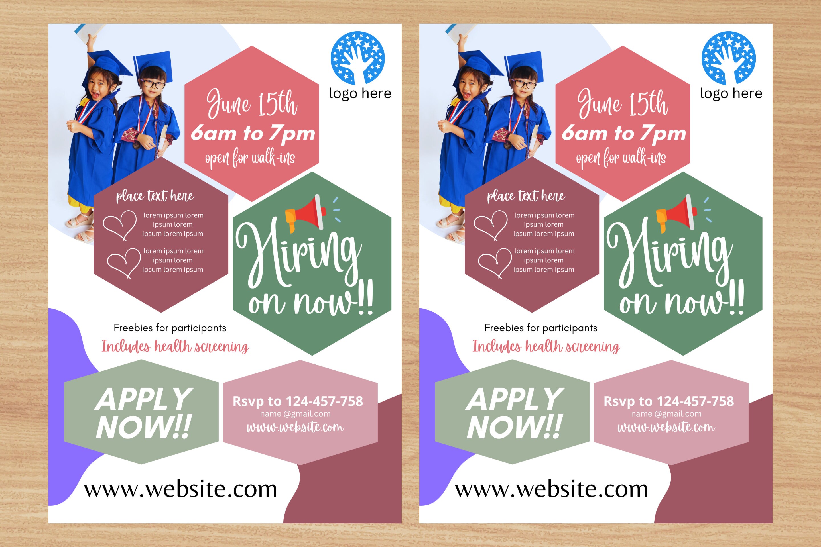 Now Hiring Flyer Template QR Code Daycare Flyer A4 Sizefamily Day Care ...