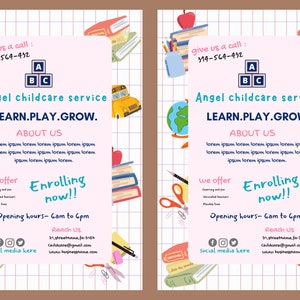 Enroll School Flyer Template QR Code Daycare Flyer A4 Sizefamily Day ...