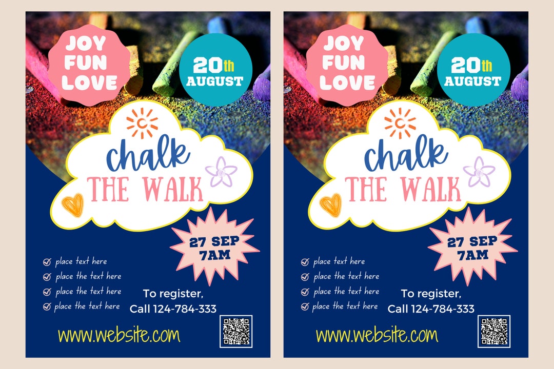 Chalk Walk Flyer Template | QR Code| Daycare Flyer | A4 Size|family Day ...