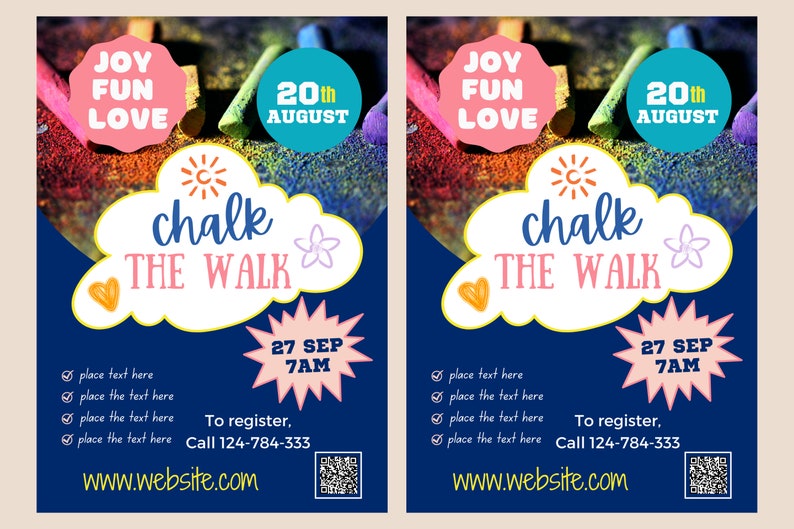 Childcare Flyer Chalk the Walk QR Code Daycare Flyer A4 Size Family Day ...