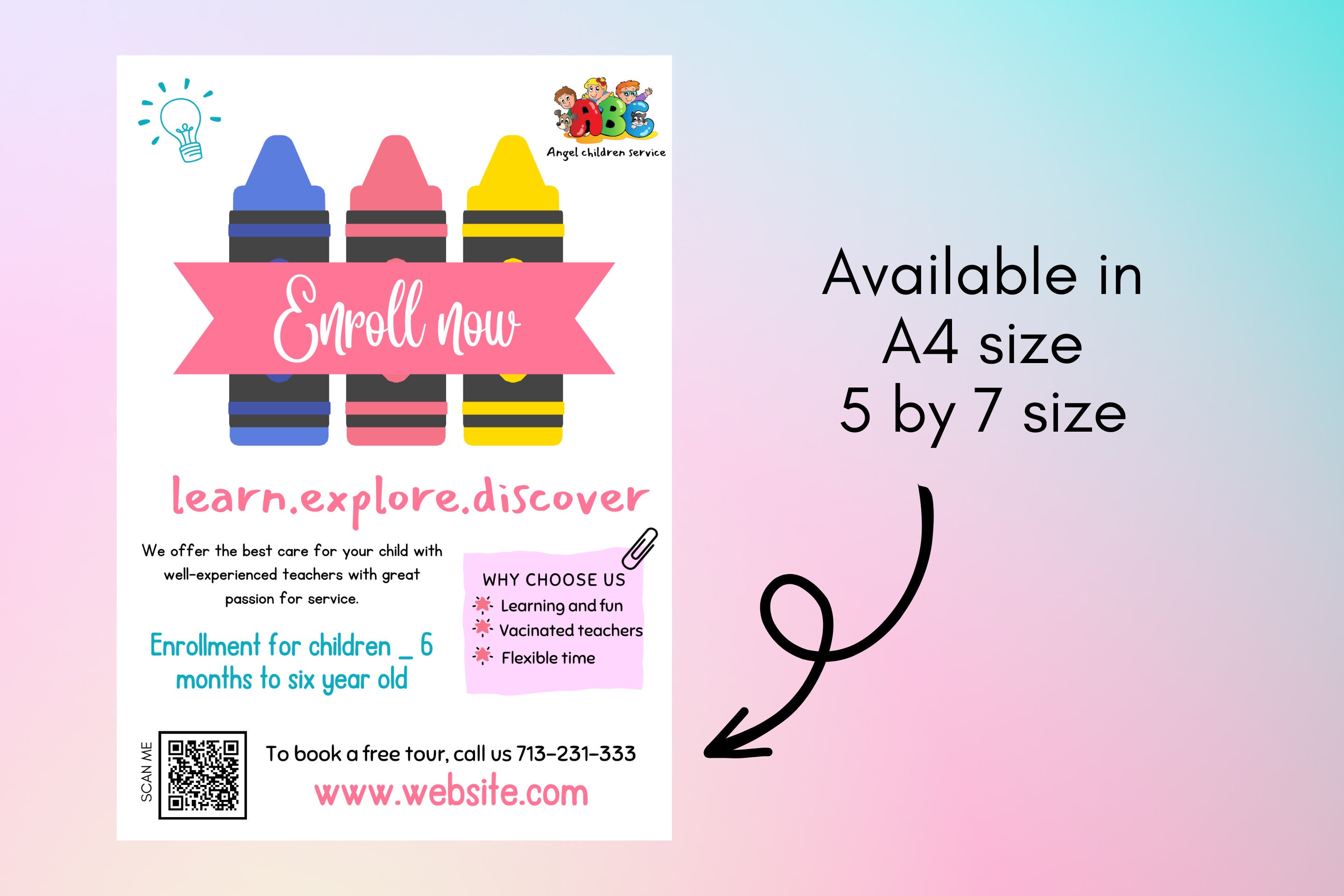 Childcare Marketing Flyer Template Enroll daycare Flyer A4 Size Family ...