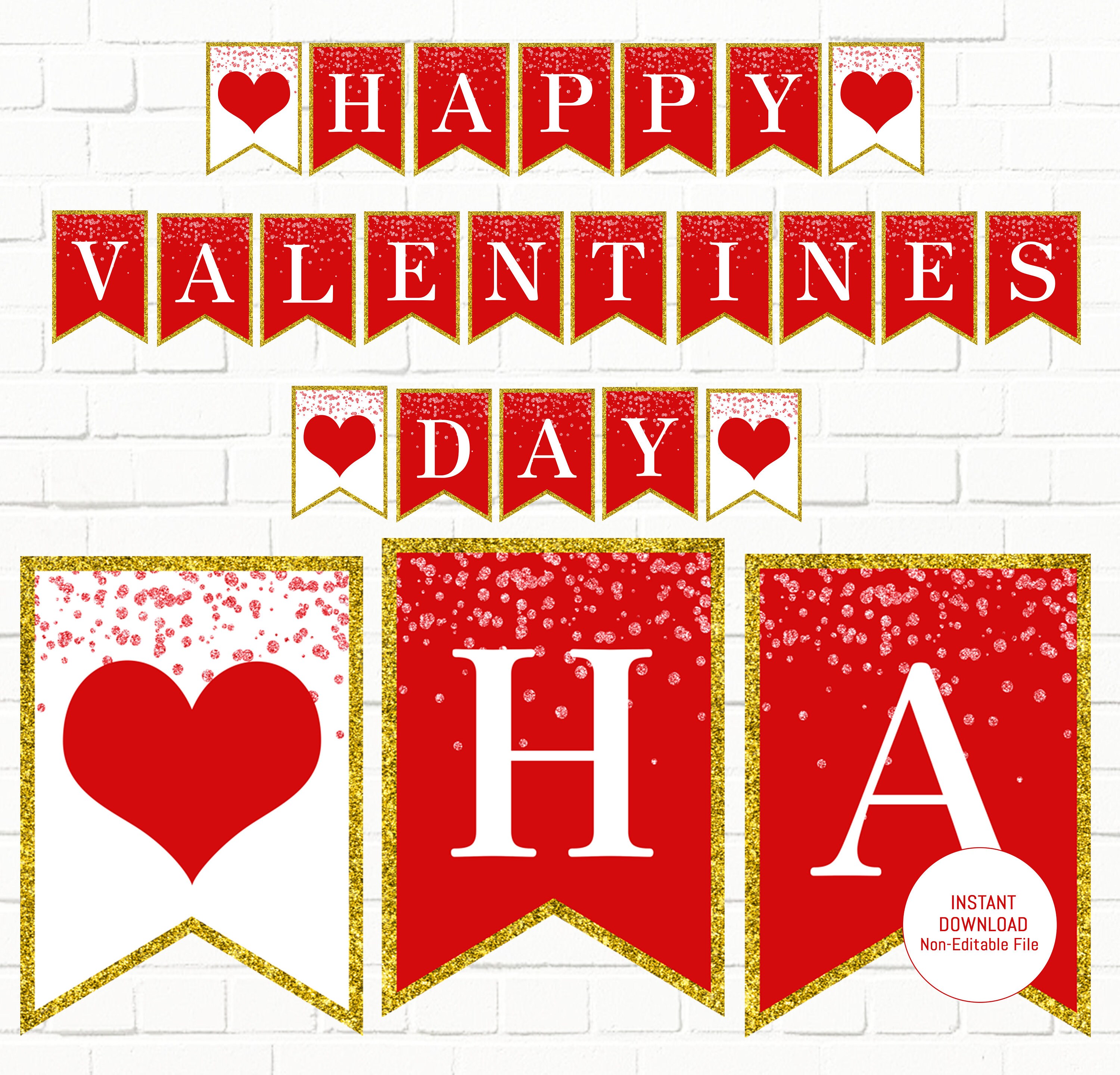 Valentines Day Banner Printable Instant Download Hearts Day - Etsy