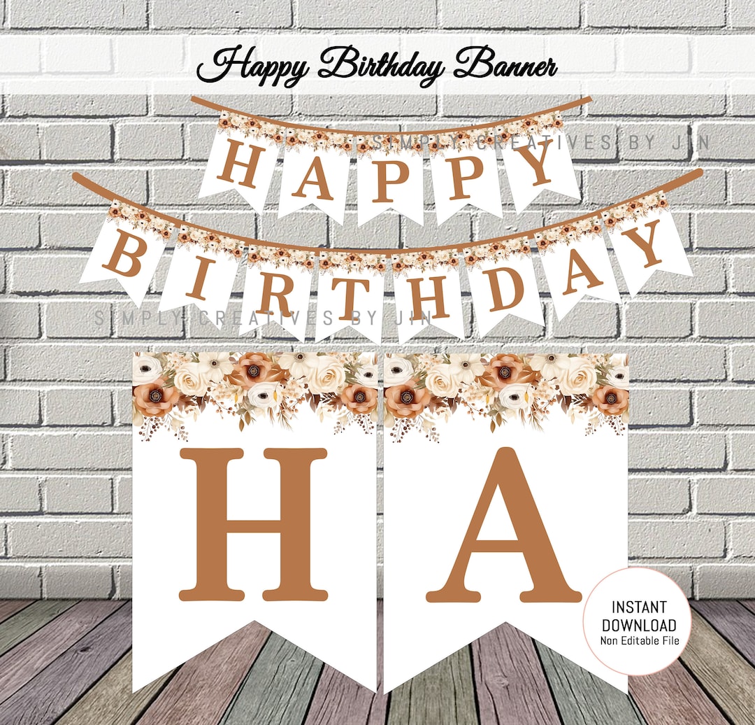 Boho Birthday Banner | Instant Download | Boho Printable - Etsy