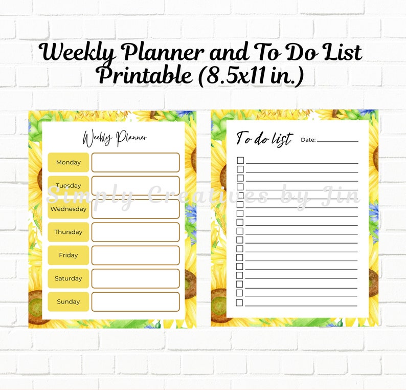Daily Planner Printable | Weekly Planner Printable | Sunflower Monthly ...