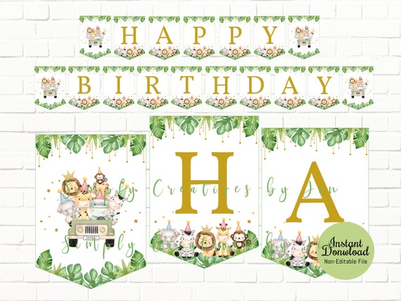Safari Birthday Banner Safari Theme Party Printable - Etsy