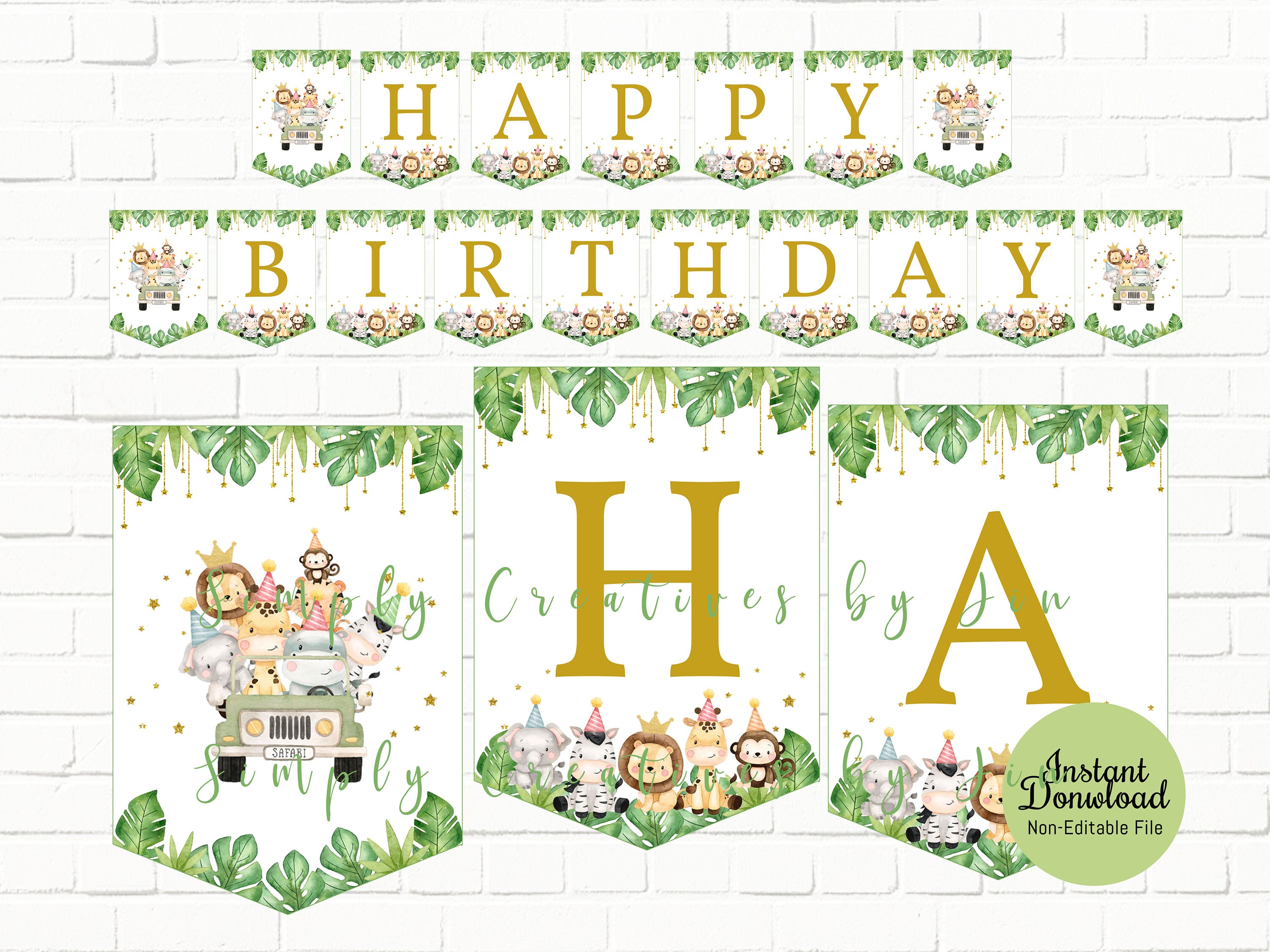 Safari Birthday Banner | Safari Theme Party Printable | Instant ...