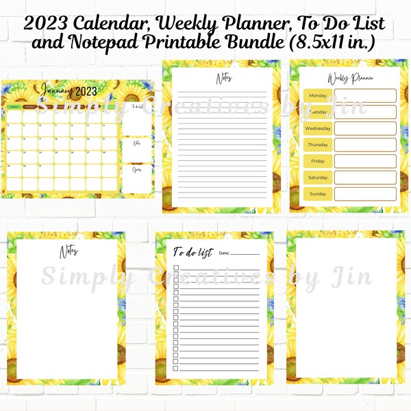 Sunflower Monthly Planner - Etsy