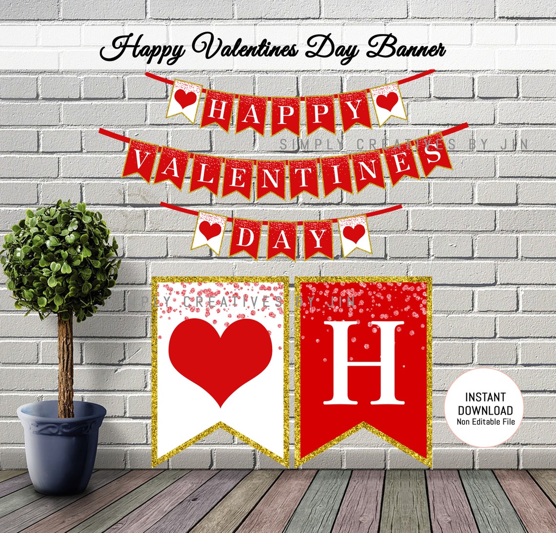 Valentines Day Banner Printable | Instant Download | Hearts Day - Etsy