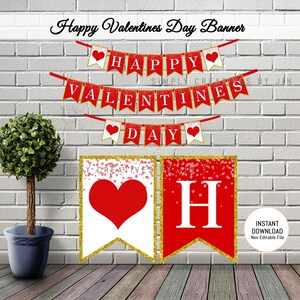Valentines Day Banner Printable | Instant Download | Hearts Day - Etsy