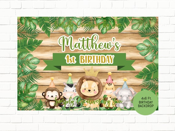 Safari Birthday Backdrop Safari Birthday Banner Printable | Etsy