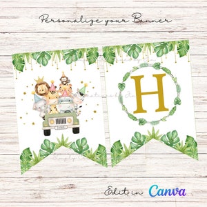 Safari Personalize Birthday Banner | Safari Editable Birthday Banner ...