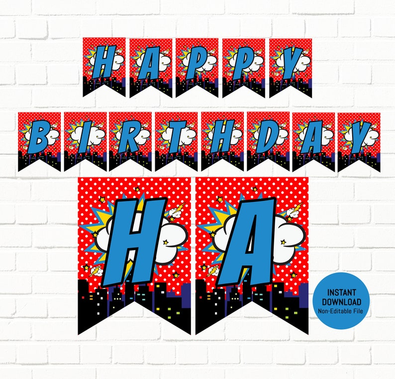 Superhero Banner Printable | Superhero Birthday Banner Printable ...