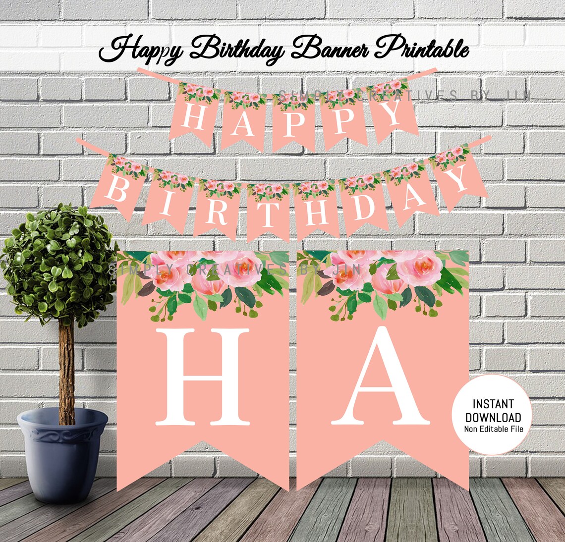 Roses Happy Birthday Banner | Printable Happy Birthday Banner ...