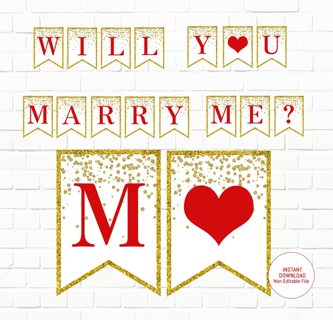 Will You Marry Me Banner Printable Will You Marry Me Banner Instant ...