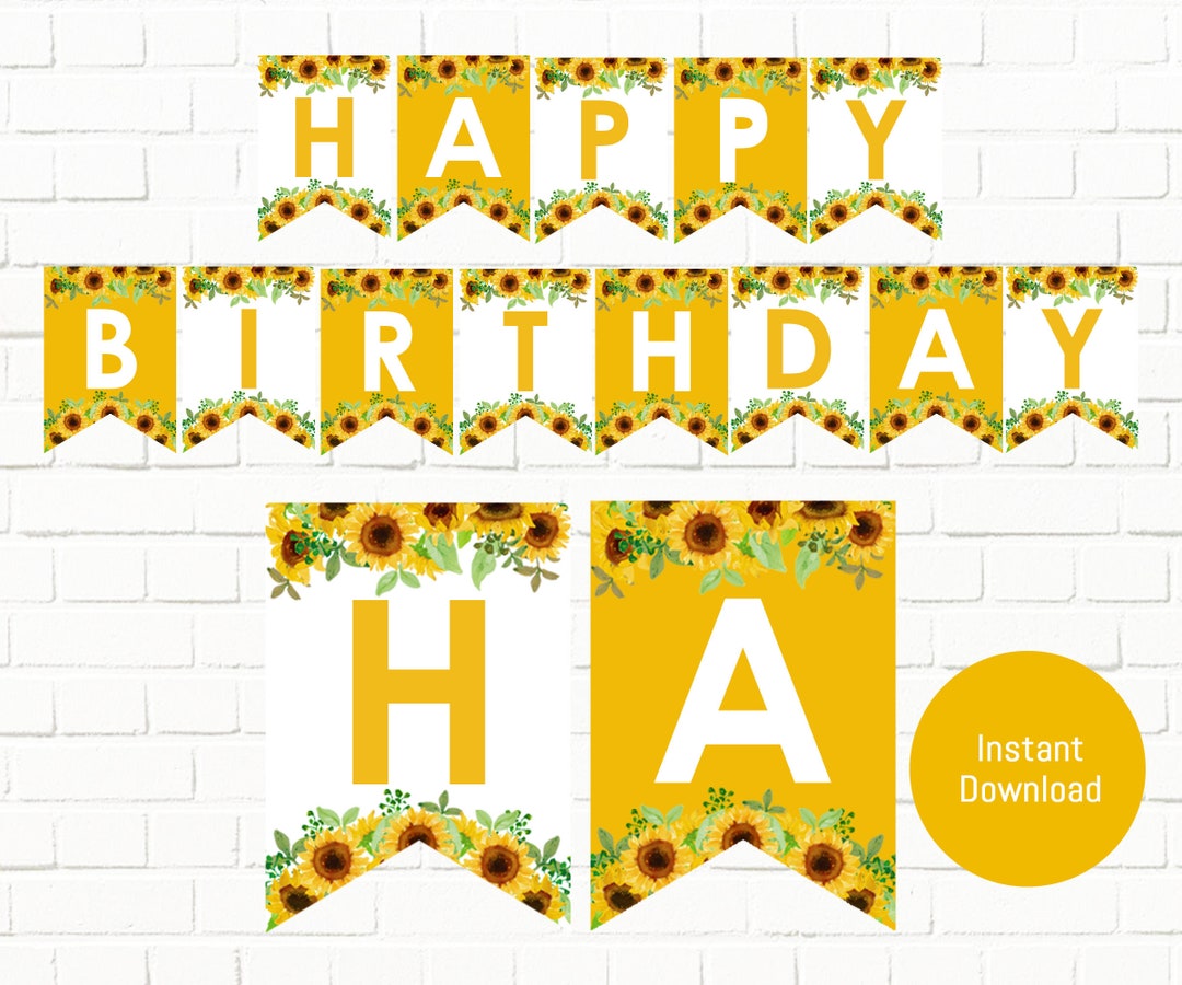 Sunflower Happy Birthday Banner Happy Birthday Banner - Etsy