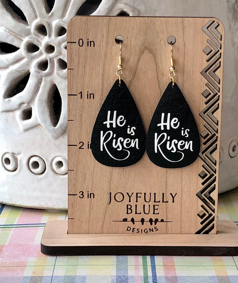 Easter Dangle and Drop Earrings, Faux Leather and Cork, Teardrop Shaped ...