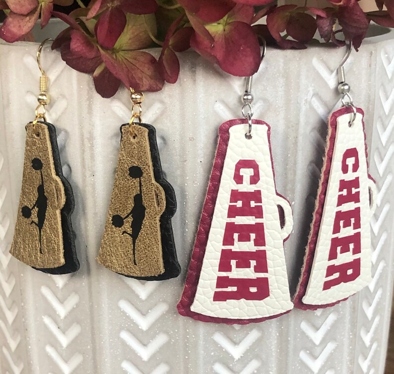 Cheer Earrings - Layered Faux Leather Layered Dangle Earrings, Teardrop ...
