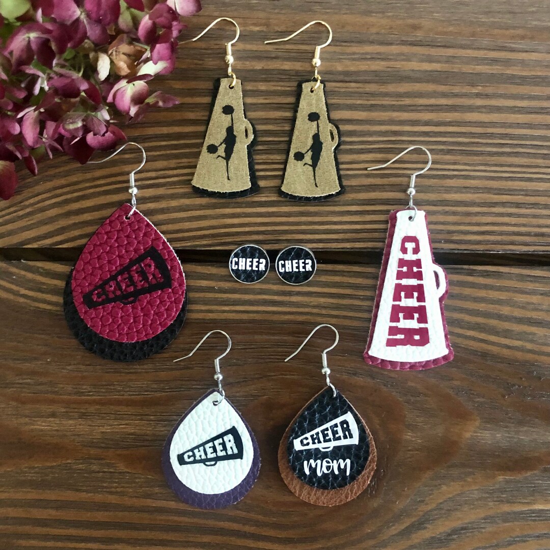 Cheer Earrings - Layered Faux Leather Layered Dangle Earrings, Teardrop ...