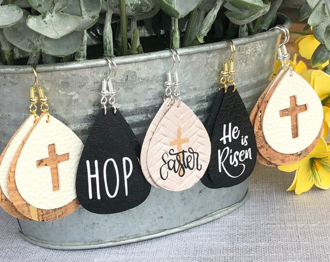 Easter Earrings He is Risen Earrings Cross Earring Wood - Etsy