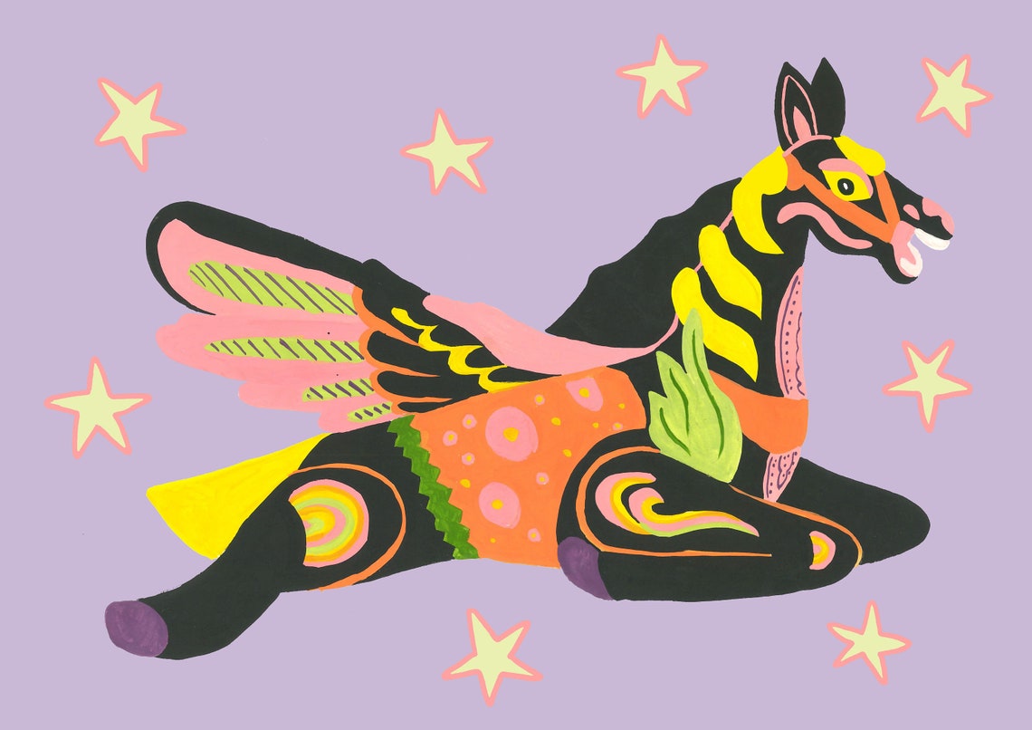 Flying Horse Art Print | Etsy