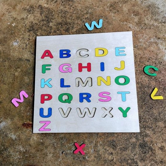 Wooden Alphabet Puzzle Letter ABC Puzzle Early Educational - Etsy