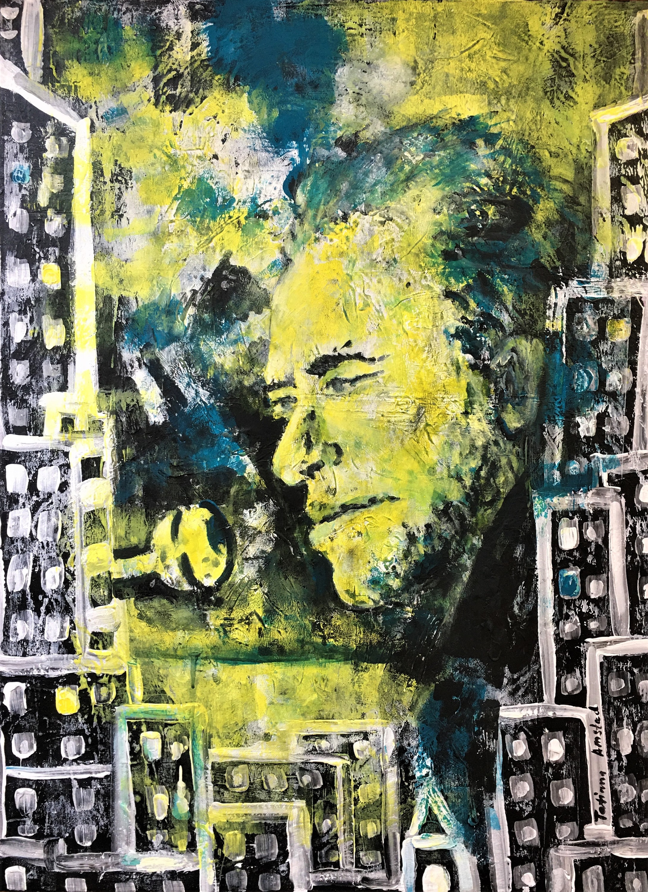 Charles Bukowski portrait. Original acrylic painting on | Etsy