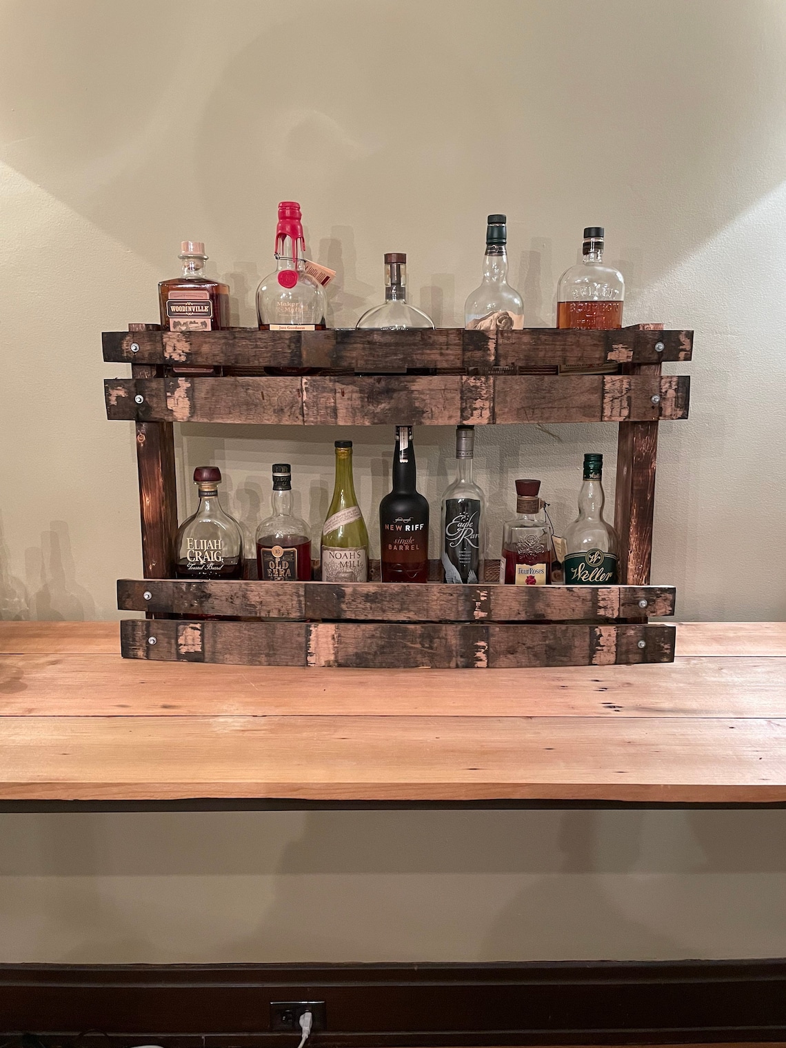 Bourbon Barrel Double Shelf | Etsy