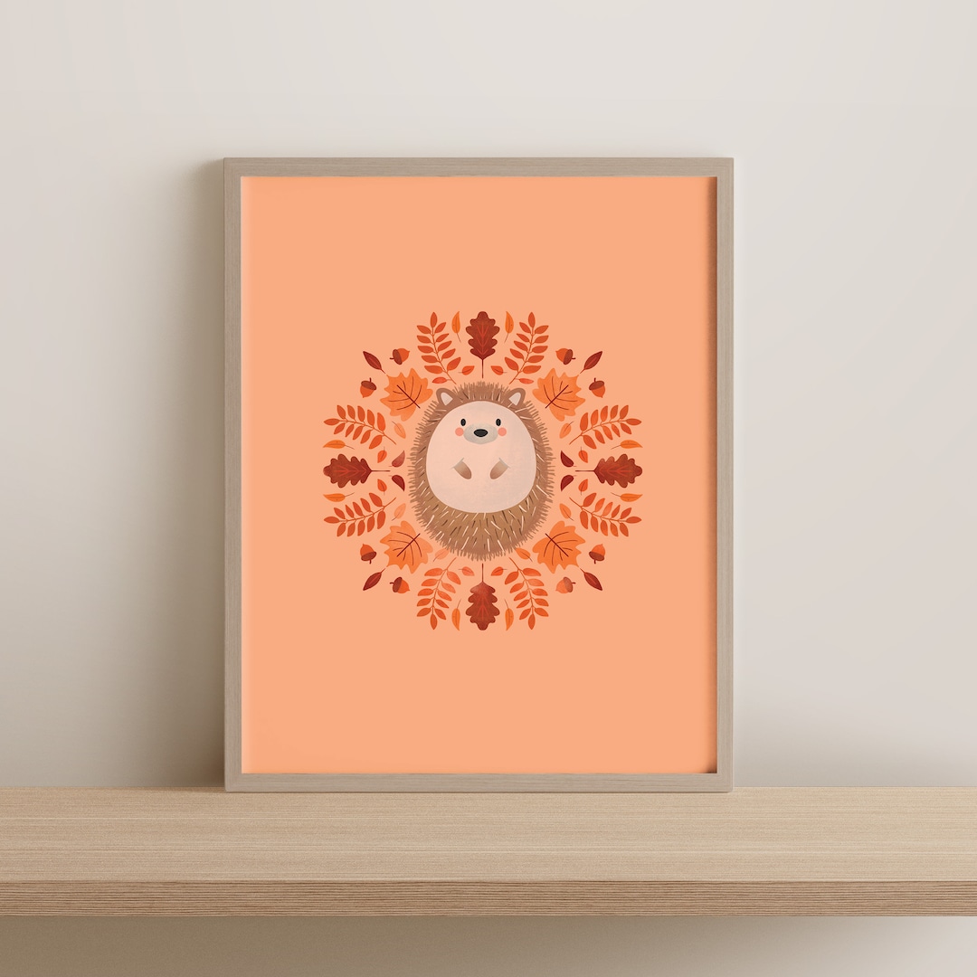 Cute Hedgehog Illustration Printable - Hedgehog Poster Print - Fall ...