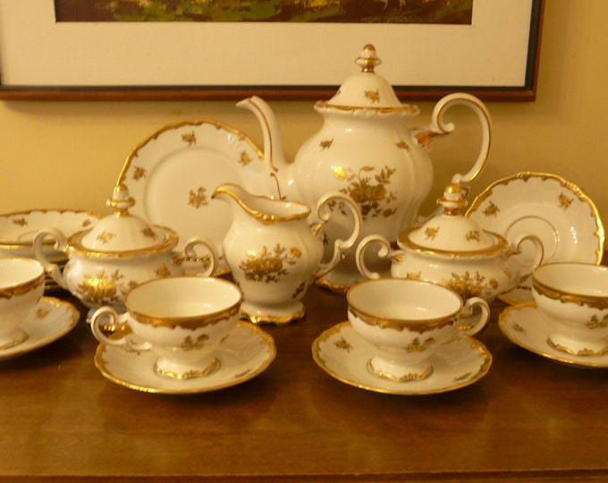 WEIMAR Porzellan Echt Kobalt Cobalt 24K Gold 20003 KATHARINA Pattern ...
