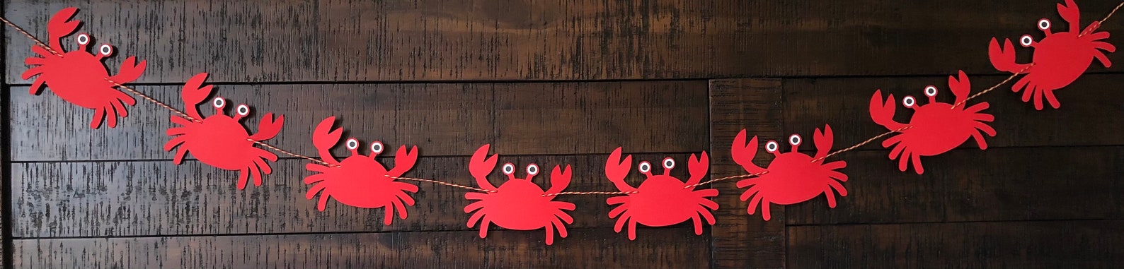 Crab Banner, Under the Sea Party Decor, Nautical Baby Shower Garland ...