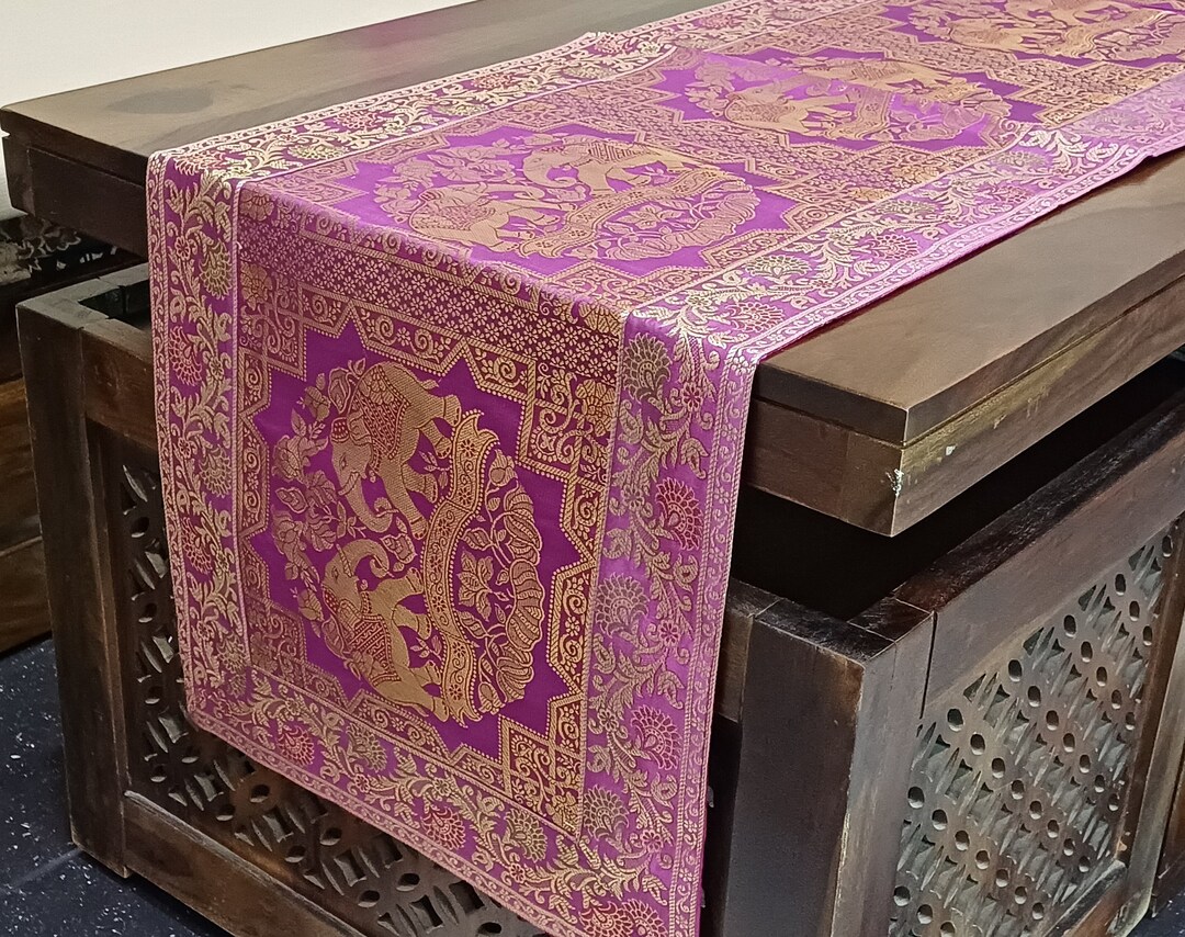 Indian Pink Colour Elephant Table Runner Kitchen Decoration Long Table ...