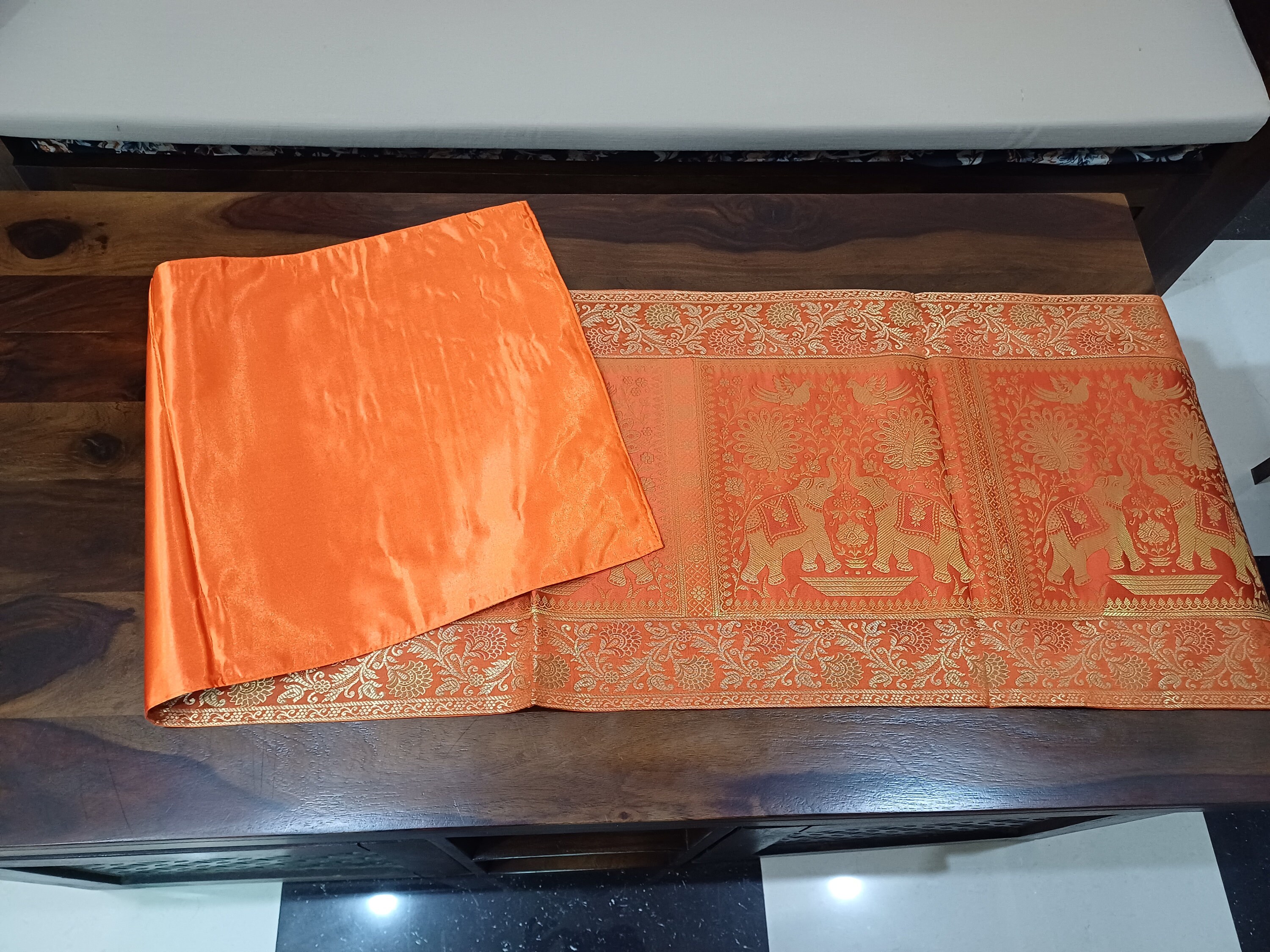 Indian Traditional Orange Colour Elephant Table Runner Kitchen ...
