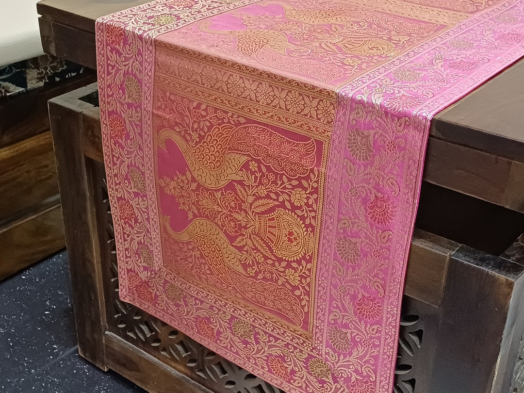 Indian Pink Colour Elephant Table Runner Kitchen Decoration Long Table ...