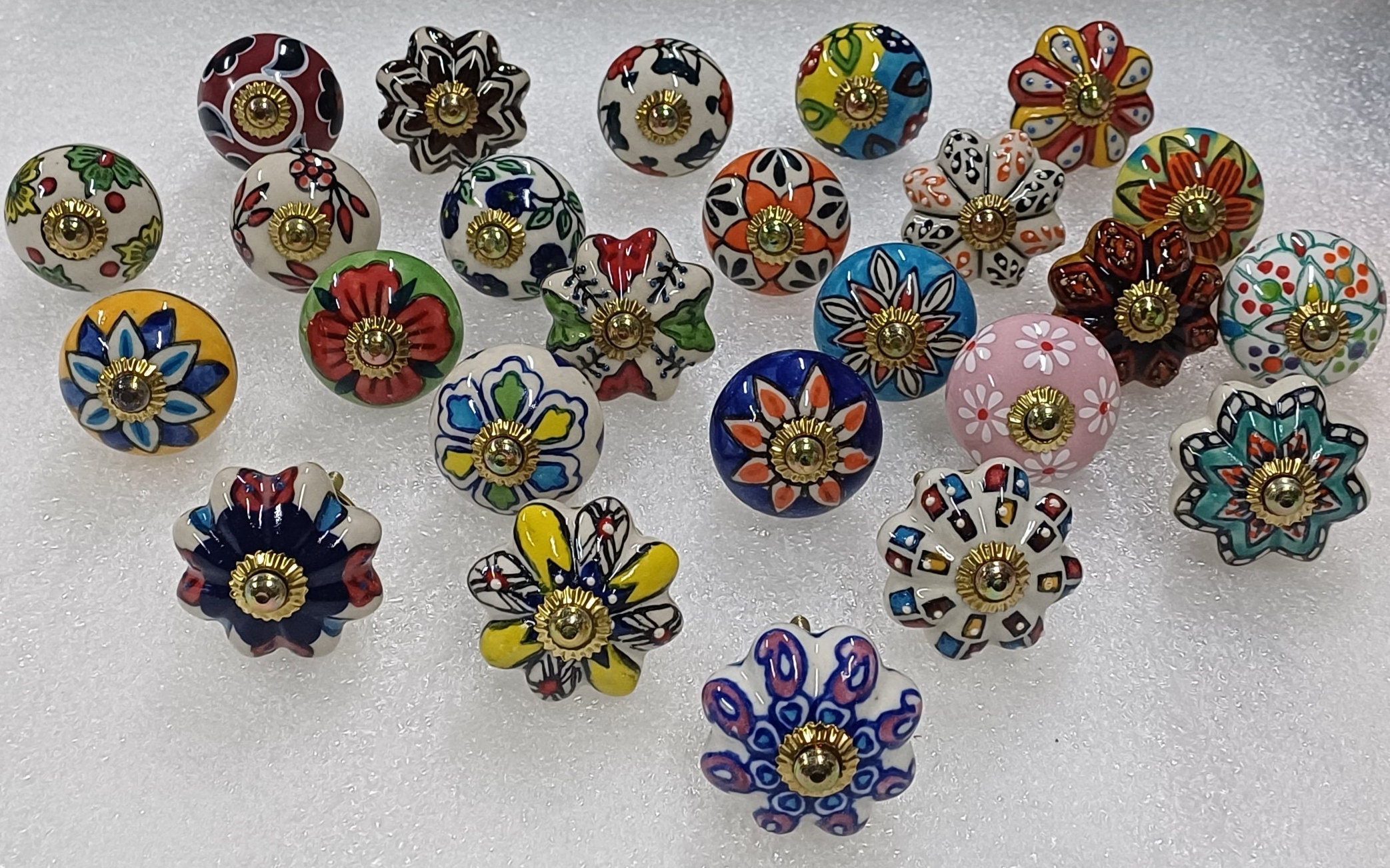 Colorful Ceramic Knob Set: Hand-painted Cabinet & Dresser Hardware - Etsy