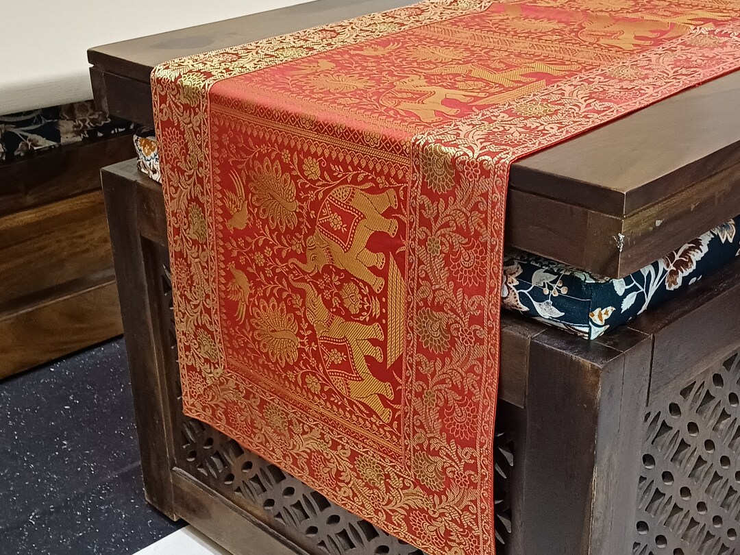 Indian Traditional Red Colour Elephant Table Runner Kitchen Decoration ...