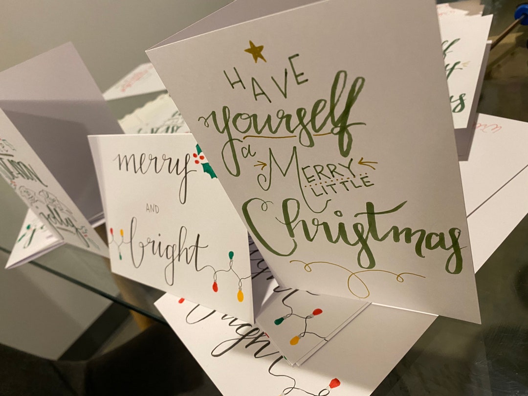 Hand-lettered Christmas Cards - Set of 12 - Etsy